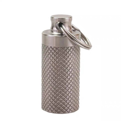 Titanium Waterproof Pill Box Case Bottle Storage Keychain Outdoor EDC ...