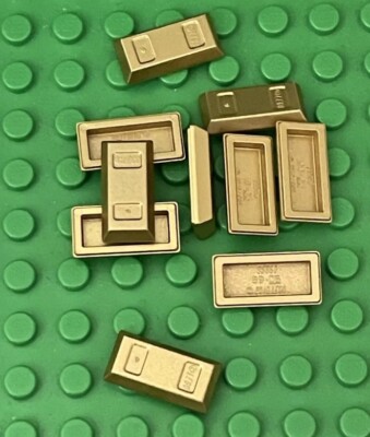Lego 10 Pieces Metallic Gold Ingot Bar / Pirates Mini Figures Utensil ...