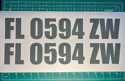 Set of 2 Vinyl Decals Boat Registration ID Number Pair Lettering Left ...