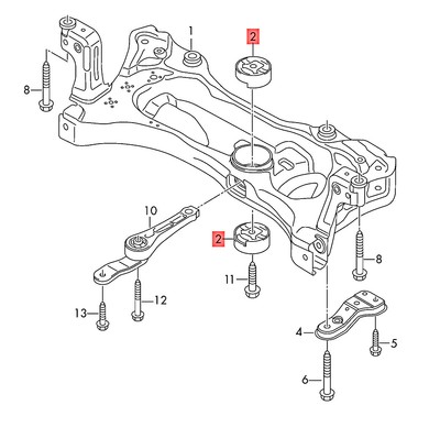 Genuine VW AUDI SKODA SEAT Golf R32 1 Set Bonded Rubber Bushes ...