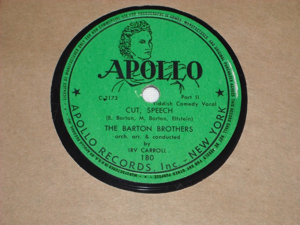 BARTON BROTHERS-Cut, Speech (1948) APOLLO 10" Shellac Single | eBay