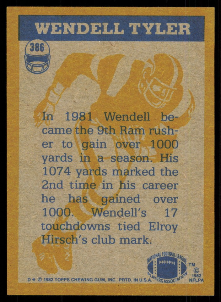 1982 Topps Football In Action #386 Wendell Tyler Los Angeles Rams | eBay