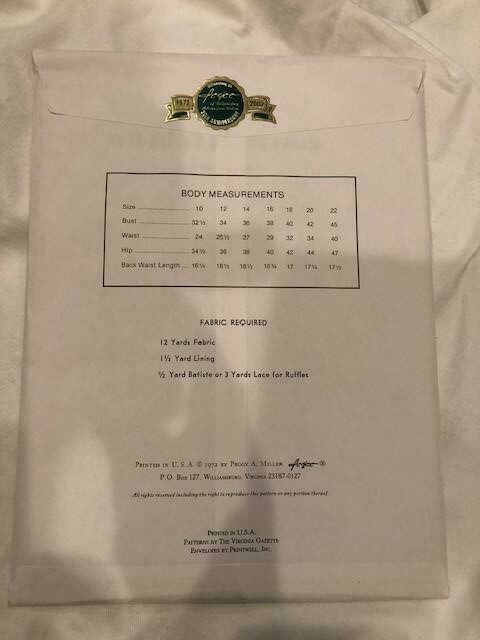 Pegee of Williamsburg Dress Pattern Patterns from Historie No. 1776 | eBay