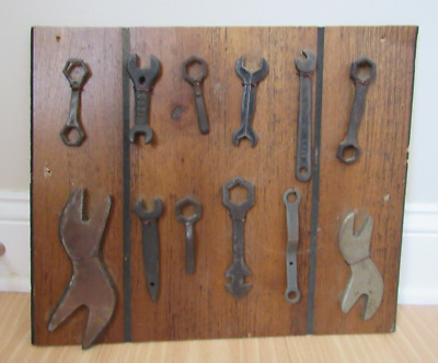 vintage wrench set display ESTATE SALE panel 12 TOTAL OLD WRENCHES 1883 ...