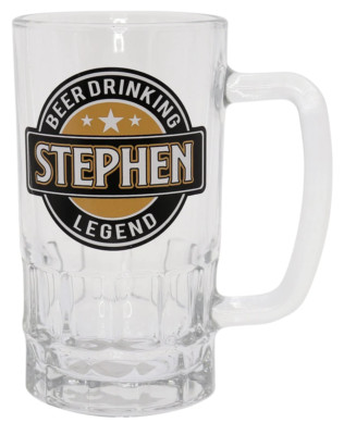Stephen Beer Drinking Legend Glass Beer Mug Stein 500ml Fathers Day ...