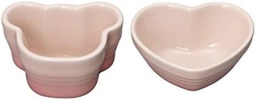 Le Creuset Baby Twin Ramkan Bear & Heart Set Milky Pink F/S w/Tracking ...