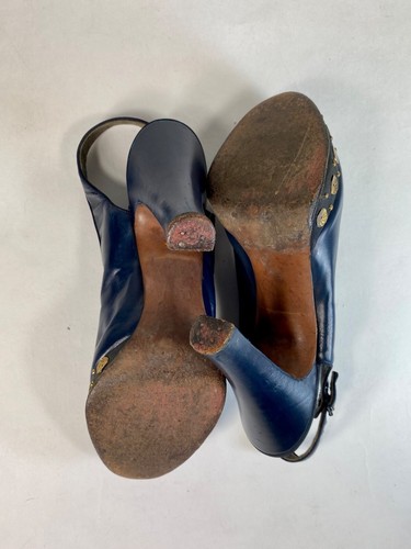 Vintage 1940's MACKEY STARR navy leather platform heels with spangles ...