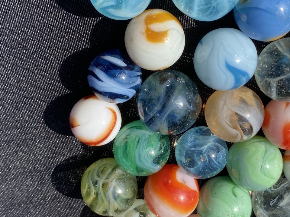 Vintage Glass Marbles Lot- WEST VIRGINIA SWIRLS Unsorted - RARE -Exc ...