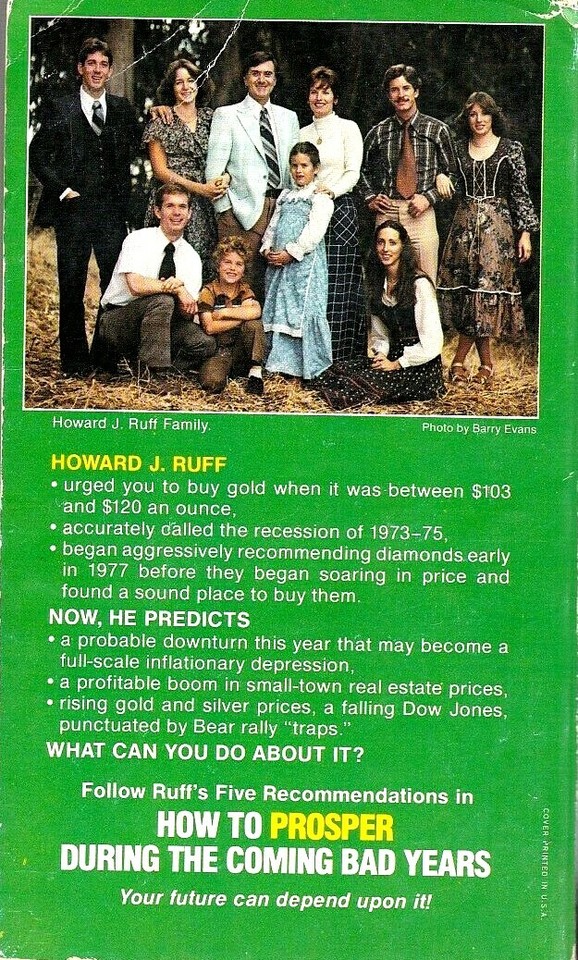 HOWARD J. RUFF "HOW TO PROSPER DURING THE COMING BAD YEARS" ** MONEY ...