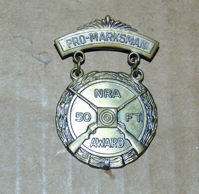 Vintage Rifle NRA Pro Marksman 50 FT Award Medal Pin | eBay