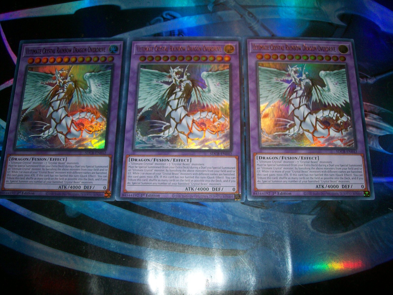 3x Ultimate Crystal Rainbow Dragon Overdrive 1st Edition Ultra Rare ...