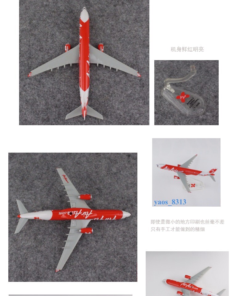 NEW 1:400 Scale Air Asia Red Airbus A330-300 ABS Model Plane | eBay