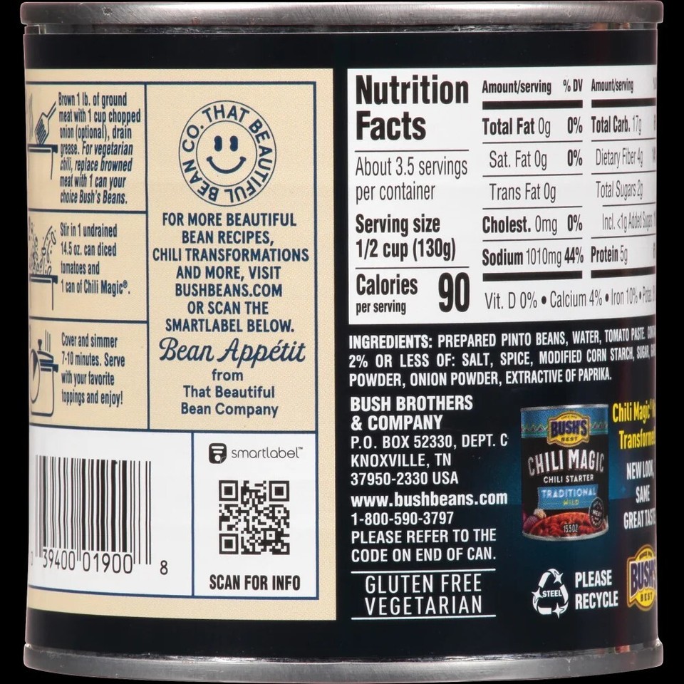 (4 pack) BUSH'S Chili Magic Chili Starter, Traditional Mild, 16 oz. | eBay