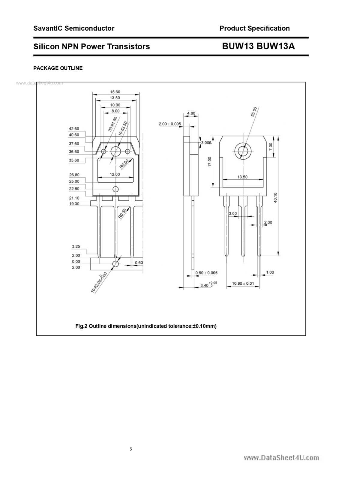 BUW13A NPN SILICON TRANSISTOR.SWITCHING REGULATORS PWM INVERTERS ...