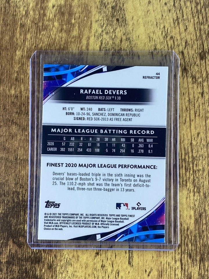 Rafael Devers 2021 Finest Refractor Card #44 Boston Red Sox | eBay