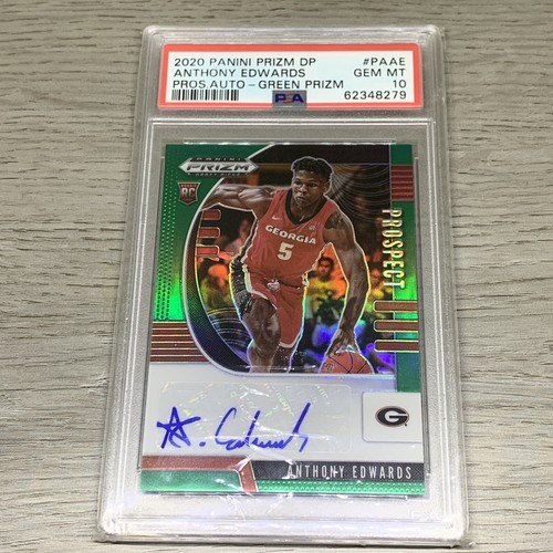 ANTHONY EDWARDS PSA 10 AUTOGRAPH RC Panini Prizm Rookie Card Auto Green ...