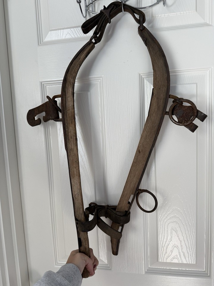 Antique Horse Mule Wood Iron Hames 25” Harness Oxen Ox Yoke Harness ...