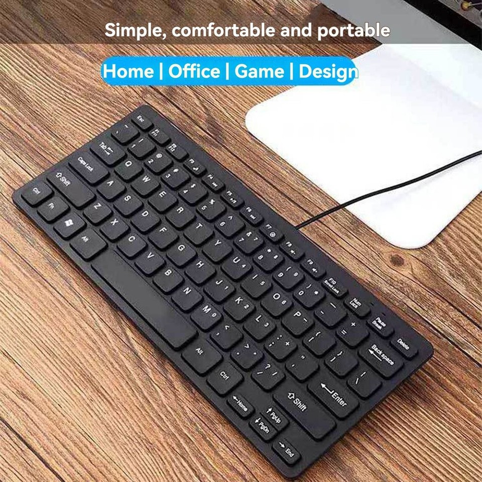 Compact Wired Keyboard USB Ultra-Thin Keyboard for PC Gaming Keyboard A ...