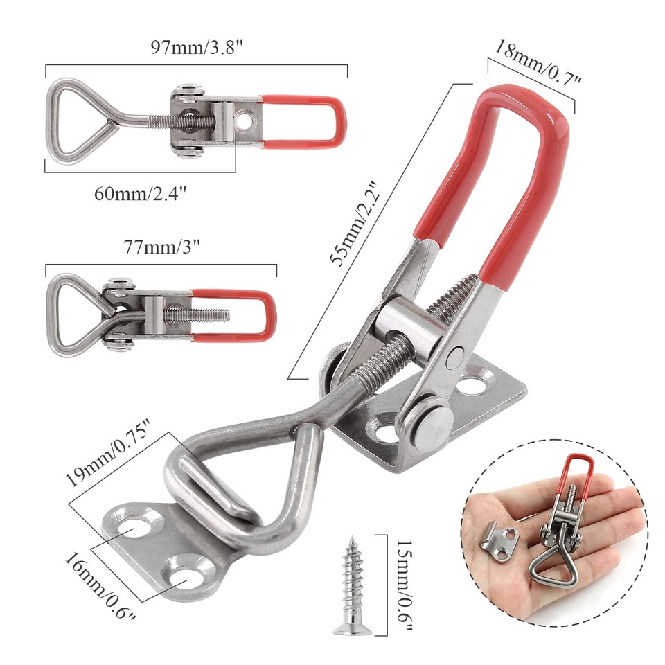 2Pcs Adjustable Toggle Latch Clamp 4001 Style, 304 Stainless Steel ...