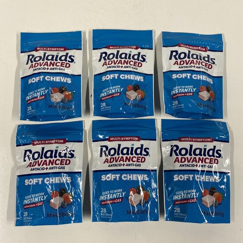 LOT x6 ROLAIDS Avanced Soft Chews MIXED BERRY Antacid + Anti Gas ...