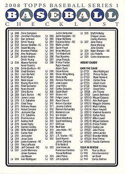 2008 Topps #2 Series 1 - Checklist 2 of 3 Checklists Retail | eBay