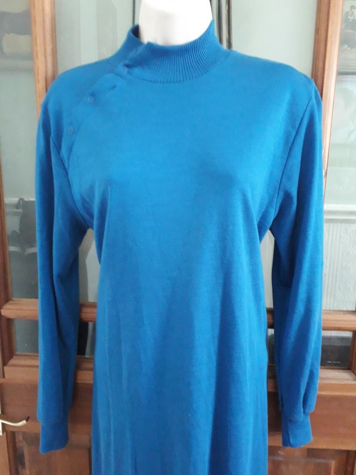 Vtg 80s Stretch Jersey Crew Neck Wiggle Dress By BHS size 10 12 Bodycon ...