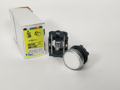 Telemecanique Xb5avm1 White Complete Pilot Light Ø22 Plain Lens With ...