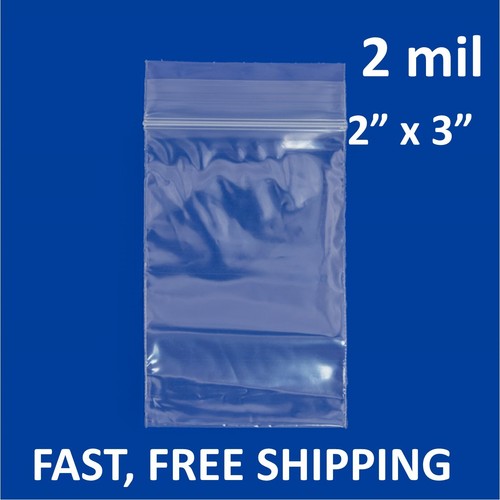 2"x 3" CLEAR 2 MIL ZIP SEAL BAGS POLY PLASTIC RECLOSABLE LOCK MINI ...