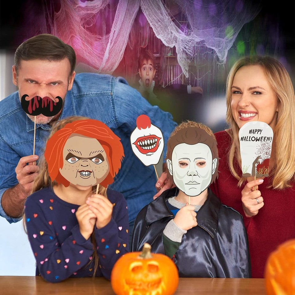 30Pcs Halloween Horror Photo Booth Props Sign Kit Assorted | eBay