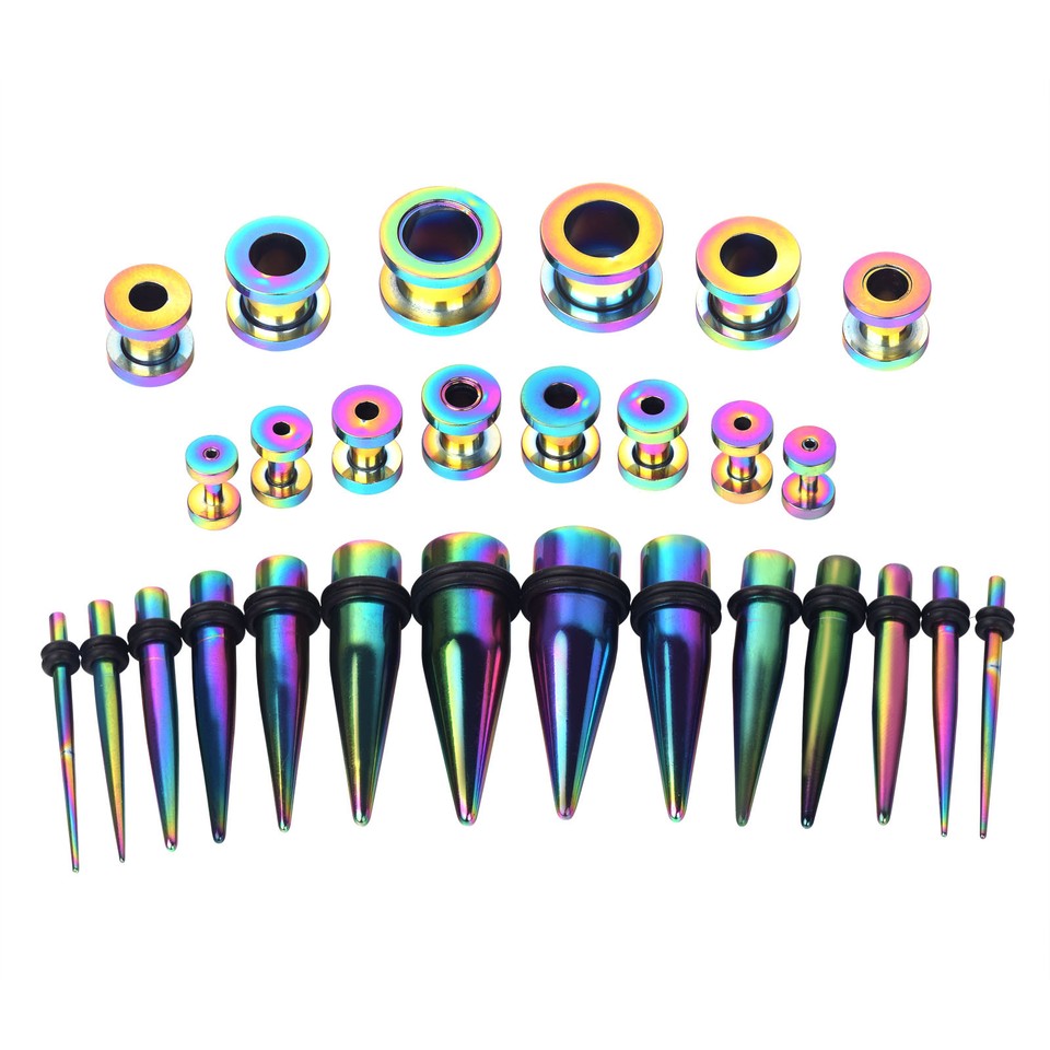 14-28PCS Stainless Steel Ear Stretching Gauge Set Taper Tunnel Plugs ...
