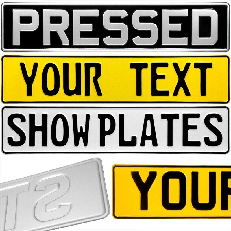 Metal Pressed Number Plates REFLECTIVE x2 Aluminium Embossed Plates car ...