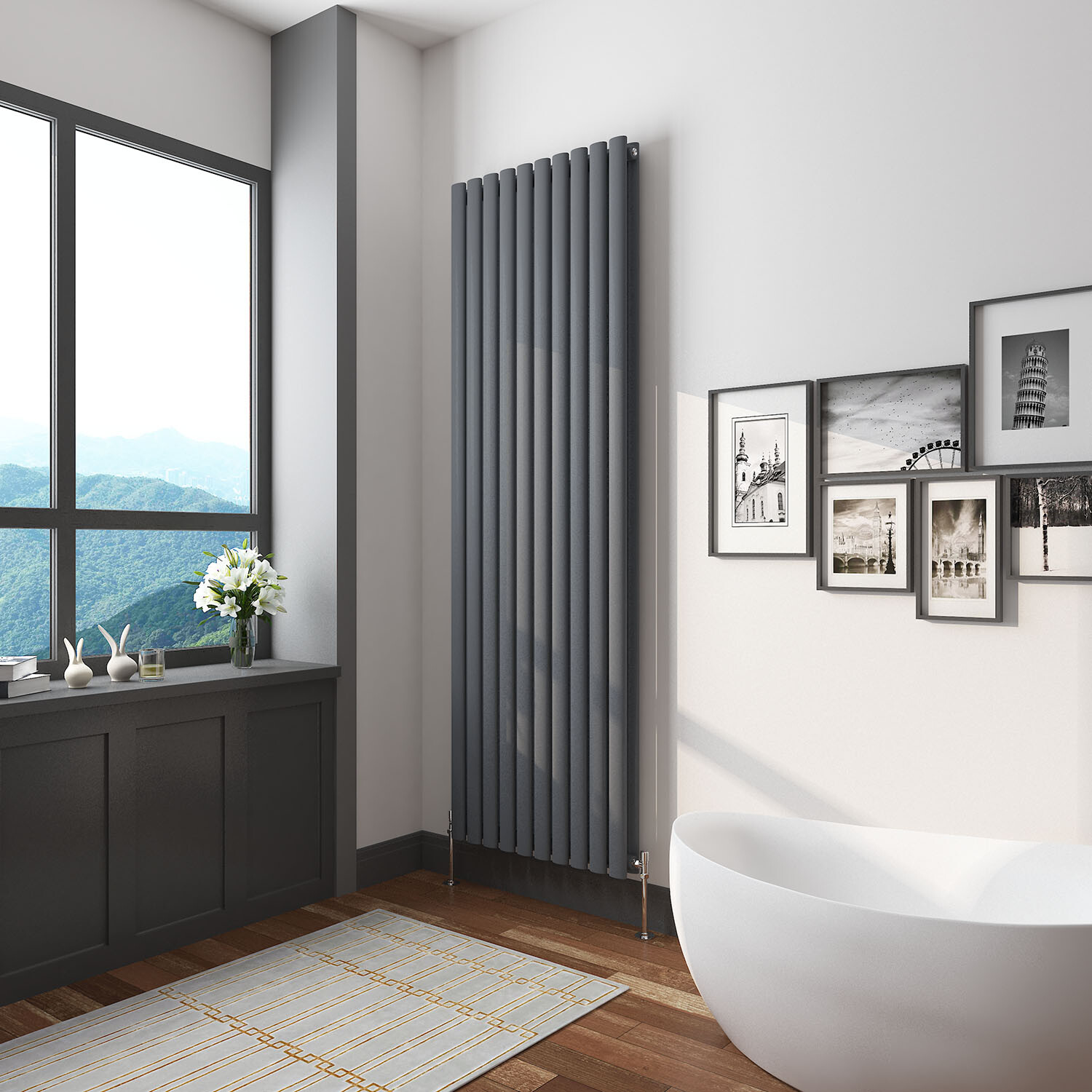 Oval Column Radiator Anthracite White Designer Central Heating ...