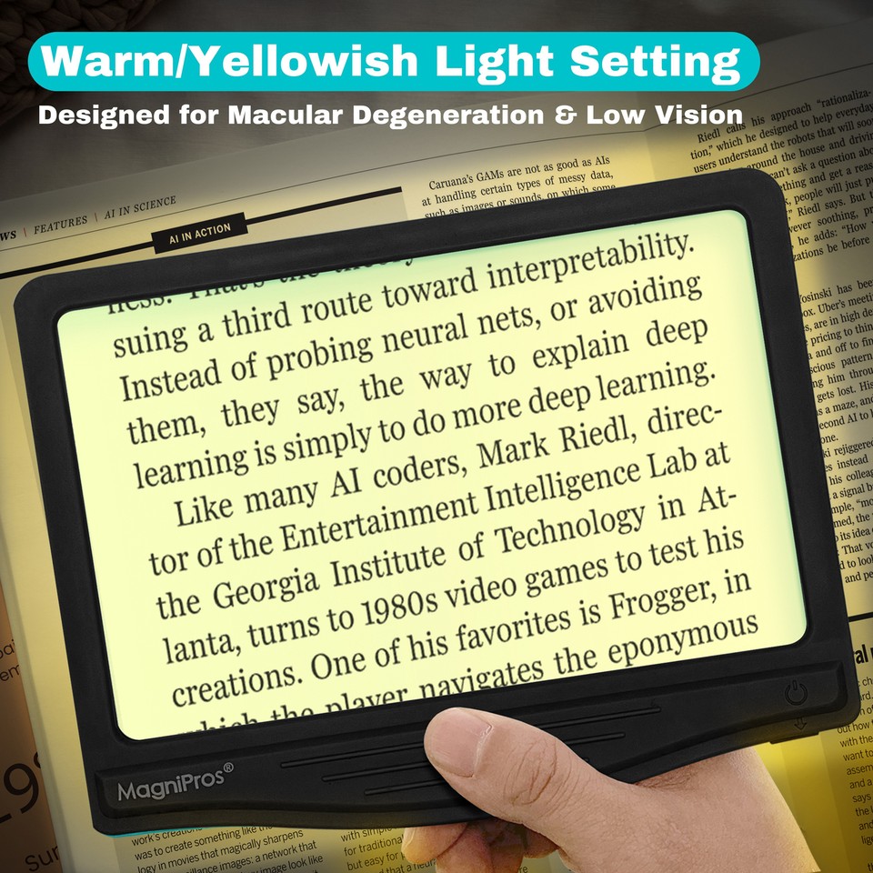 5X Page Magnifier with Eye Caring 3 Light Modes for Reading Small Fonts ...