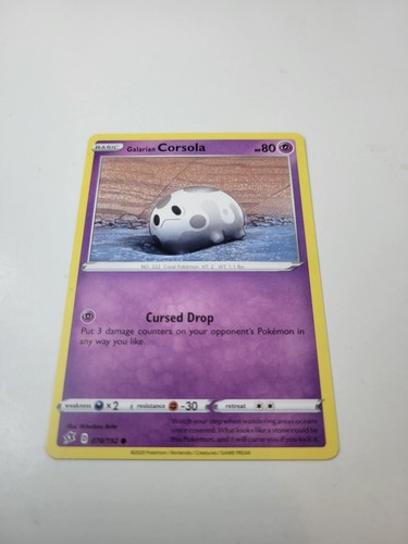 Pokémon TCG Galarian Corsola Rebel Clash 078/192 Regular Common Card NM ...