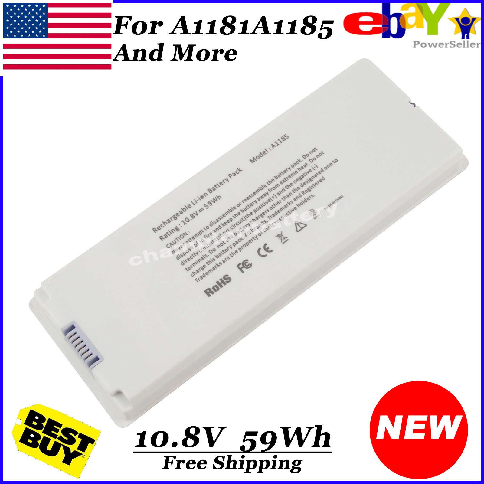 A1181 A1185 Battery For Apple MacBook13" MA255LL/A 020-5071-B MA566 ...