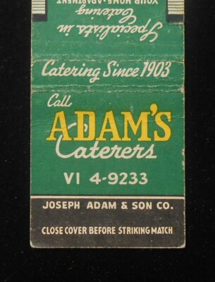 1940s Adam's Caterers Joseph Adam & Son Co. Since 1903 Philadelphia PA ...