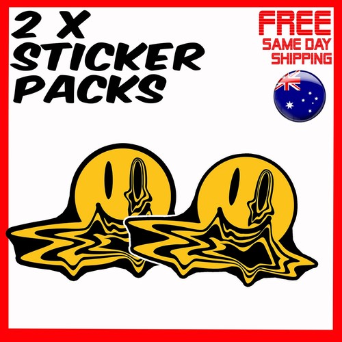 2 x Stickers - Melting Smile Face Retro Happy Emoticon Car Bumper ...