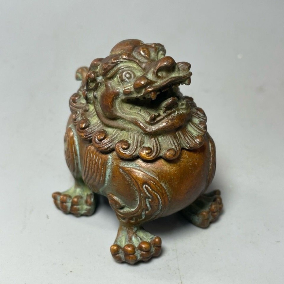Retro China Copper Alloy Censer Chinese Pi Xiu Statue Home Lion Incense ...