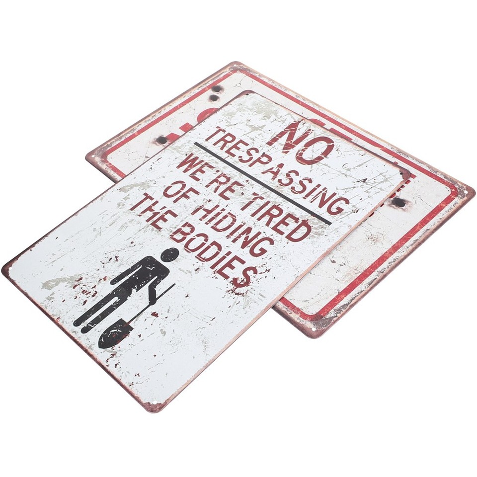 2pcs Home Use Office Use Warning Sign Board Iron Retro Caution Sign ...