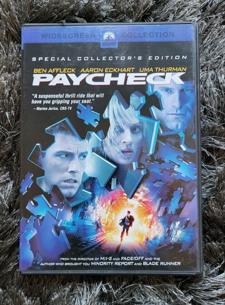 Paycheck DVD 2003 Widescreen Region 1 Ben Affleck Aaron Eckhart Uma ...