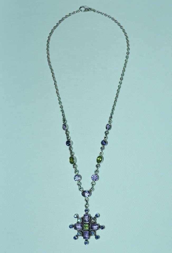 Nicky Butler Multigem Drop Necklace in Sterling Silver - Amethyst ...