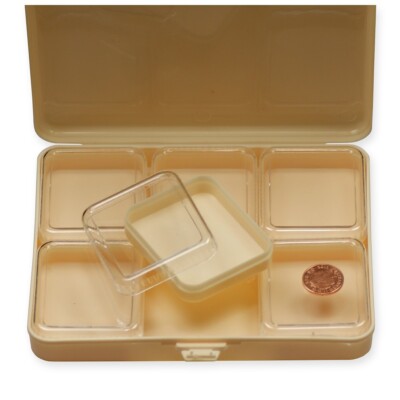 Parts containers x6 watch or jewellery spares storage clear lid tubs in ...