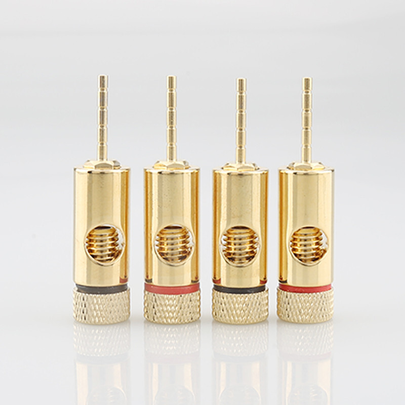 4pcs Gold Plated HI-FI 2mm Pin Speaker Audio Cable Banana Plug ...