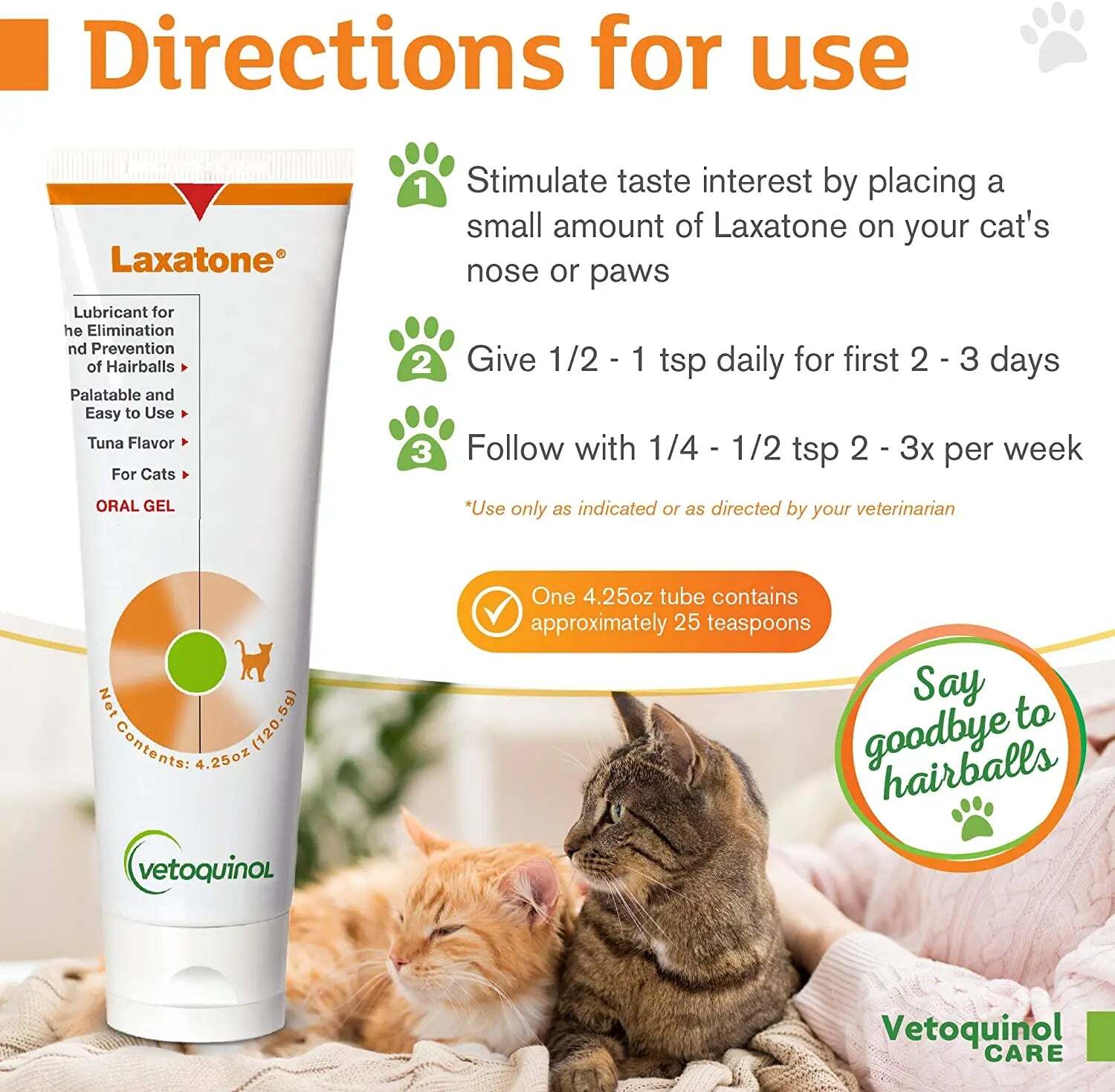 Vetoquinol Cat Laxatone Tuna Flavor Hairball Prevention 4.25 oz ...