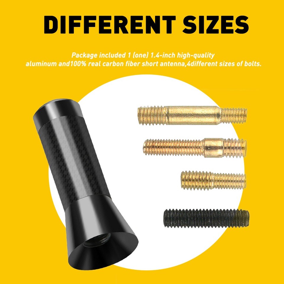 1.4" Universal Car Short Antenna Carbon For Aluminum Fiber Radio FM ...