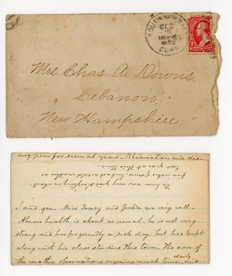 1873 Handwritten Letter & Envelope to Mrs. Downs Lebanon NH ...