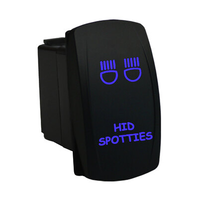 Rocker switch 12V 692B HID SPOTTIES laser etched dual LED BLUE ON-OFF ...