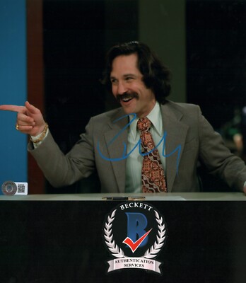 PAUL RUDD SIGNED ANCHORMAN BRIAN FANTANA 8X10 PHOTO BECKETT BAS COA | eBay