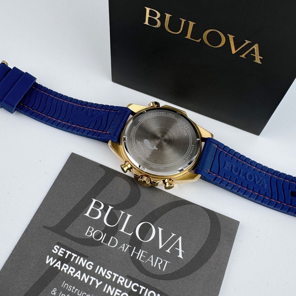 Bulova Marine Star 97B168 Quartz Chronograph Blue dial Men's Watch 43mm ...
