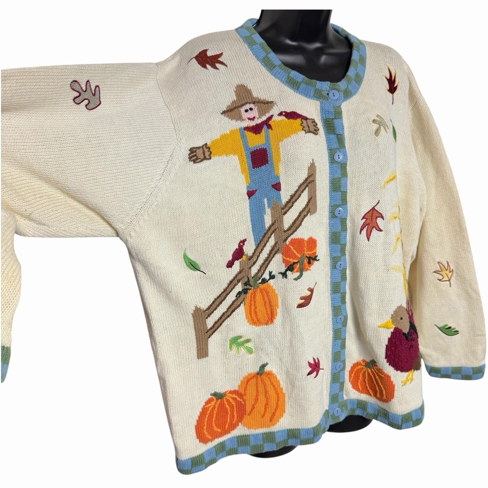 QUACKER FACTORY FALL SWEATER THANKSGIVING TEACHER GRANDMA COTTAGECORE ...